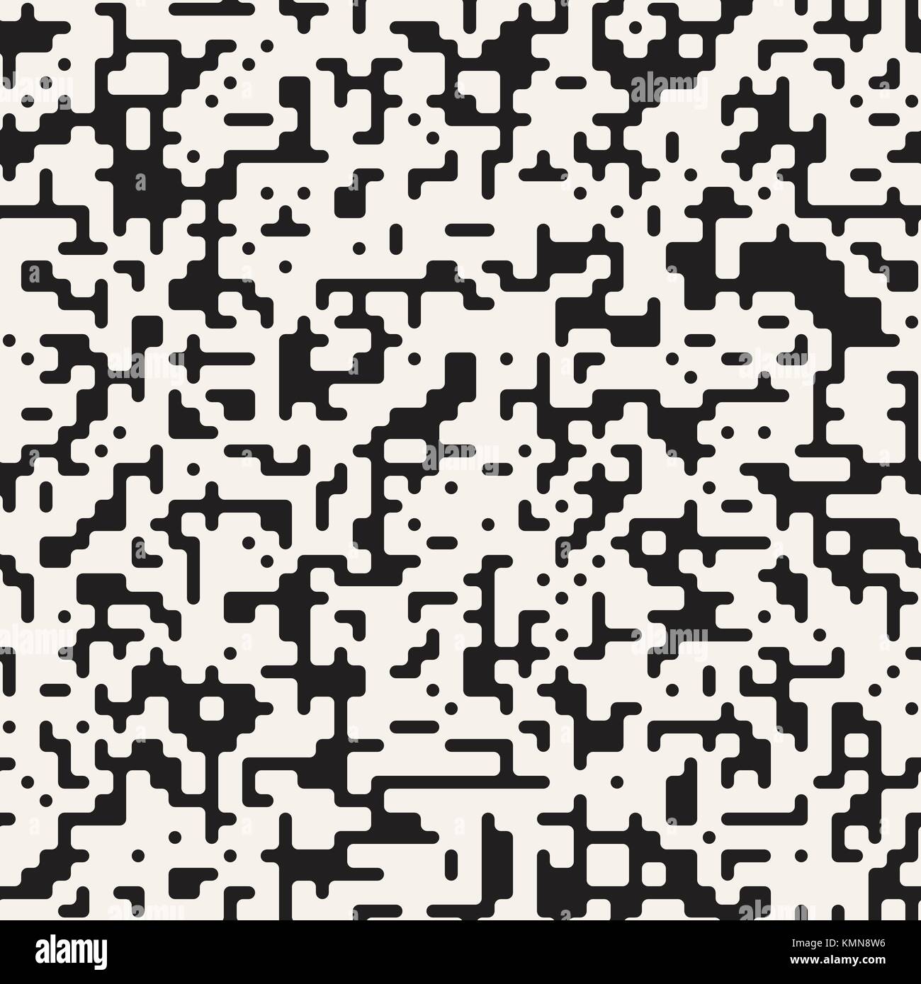 Irregular Tangled Shapes. Abstract Geometric Background Design. Vector Seamless Black and White ...