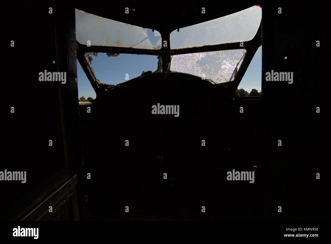 The view from the cockpit of an abandoned plane- a Percival Sea Prince ...
