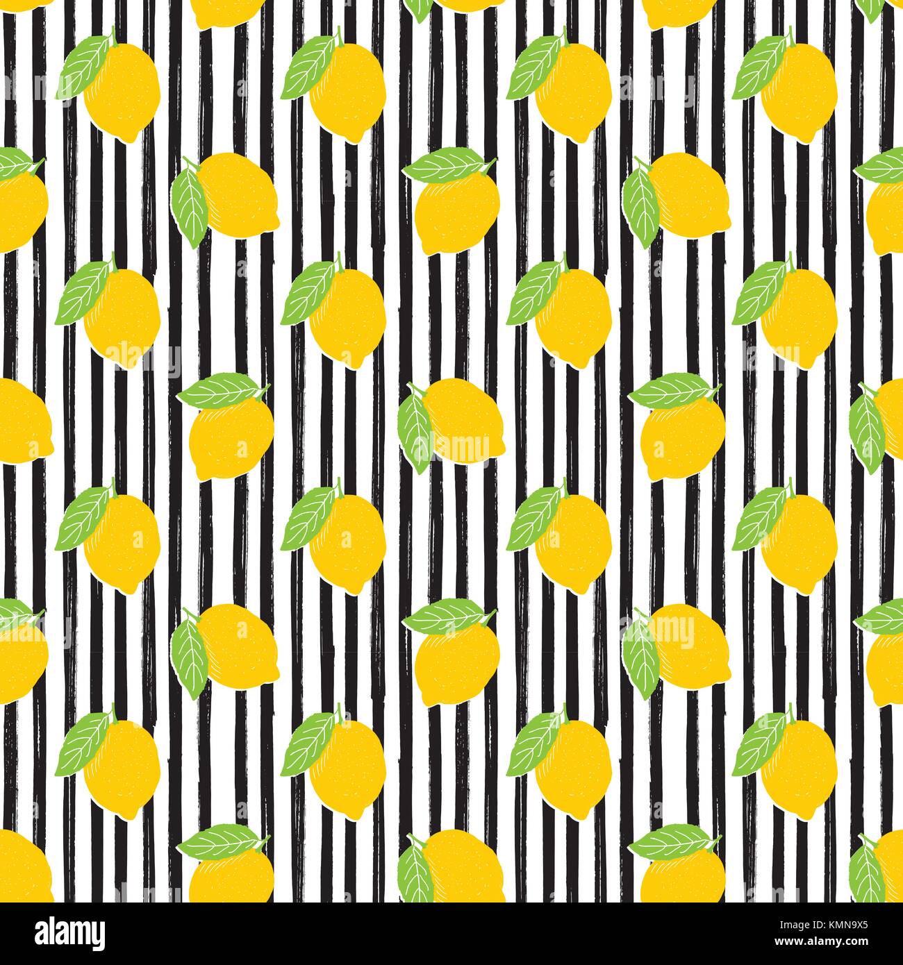Lemon hand drawn sketch striped Seamless Pattern. Vector Illustration Stock Vector Image & Art ...
