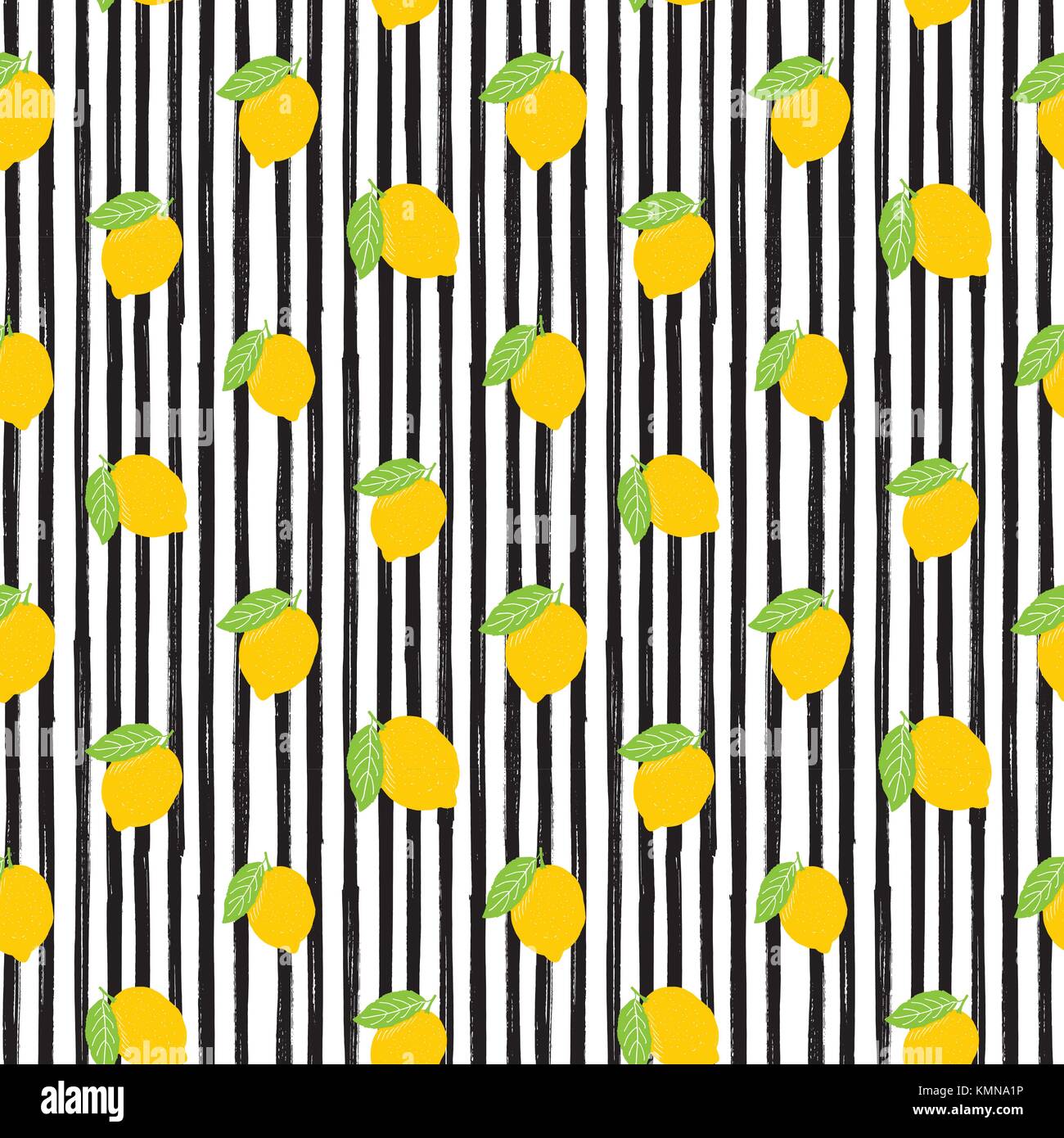 Lemon hand drawn sketch striped Seamless Pattern. Vector Illustration Stock Vector Image & Art ...