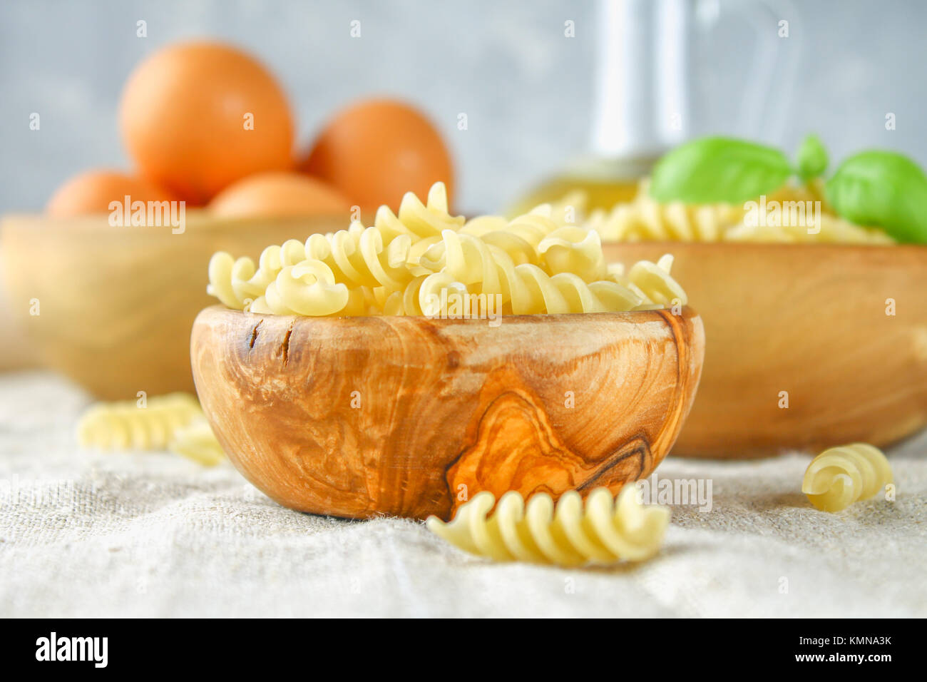 Helix- or corkscrew-shaped pasta. Rotini macaroni. Related to fusilli ...