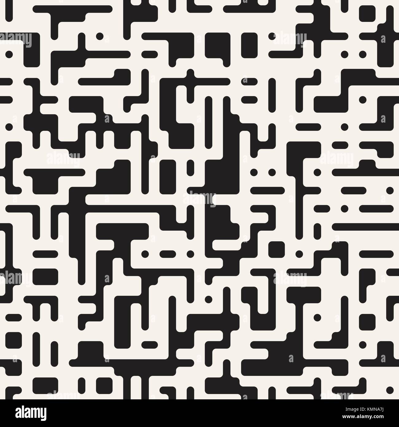 Irregular Tangled Shapes. Abstract Geometric Background Design. Vector Seamless Black and White ...