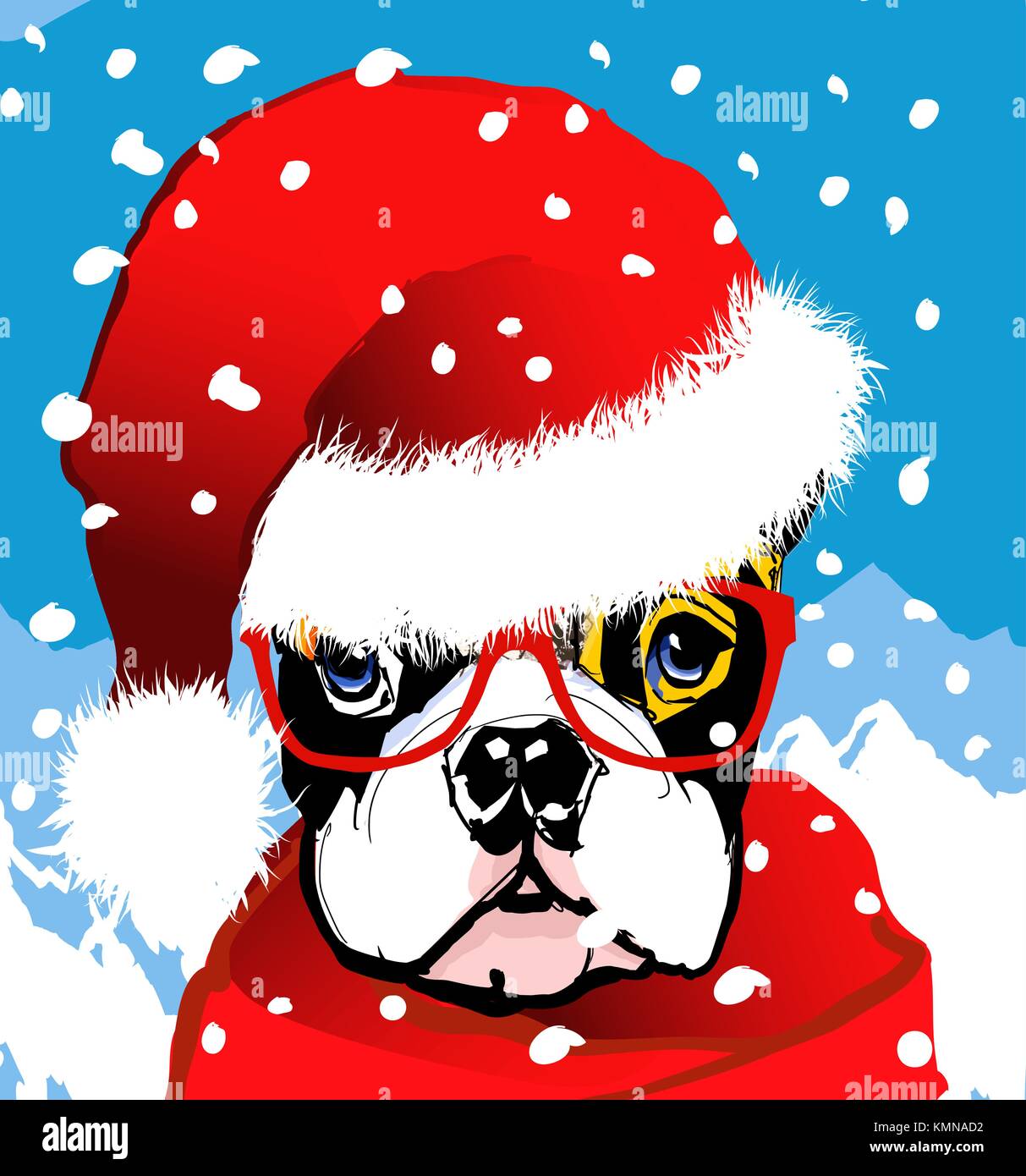 santa claus french bulldog - vector illustration Stock Vector Image ...