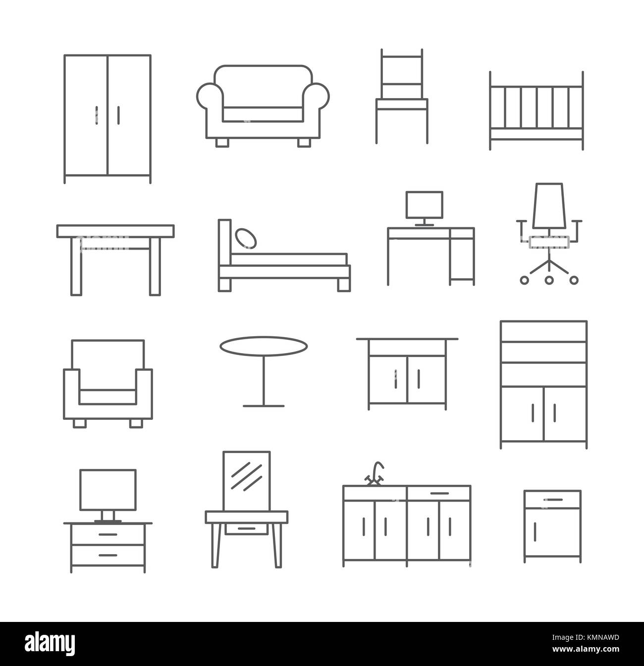 Chair,bed,table Stock Vector Images - Alamy