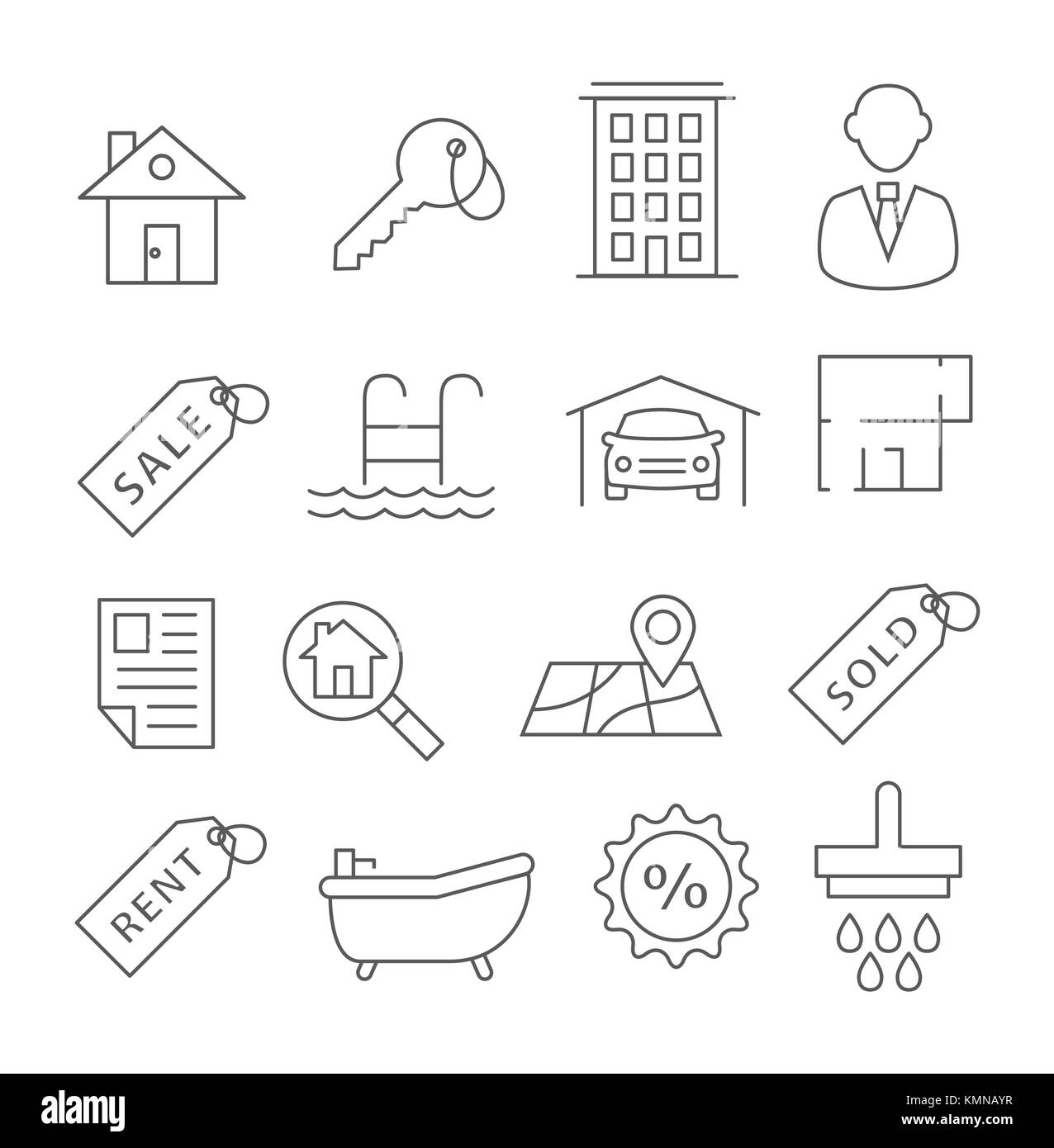 Real Estate Line Icons Stock Vector Image & Art - Alamy