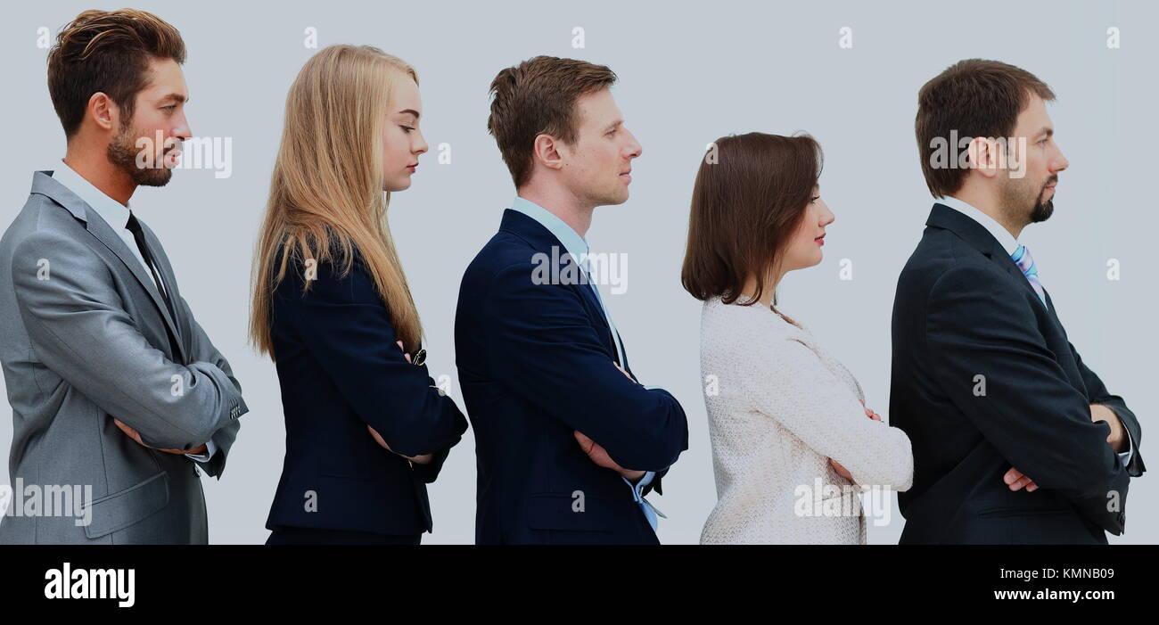 Profile of a business team in a single line Stock Photo - Alamy
