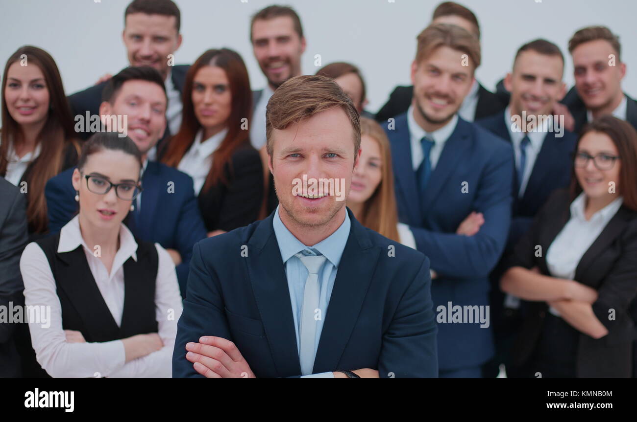 The team of the successful people with their boss Stock Photo - Alamy