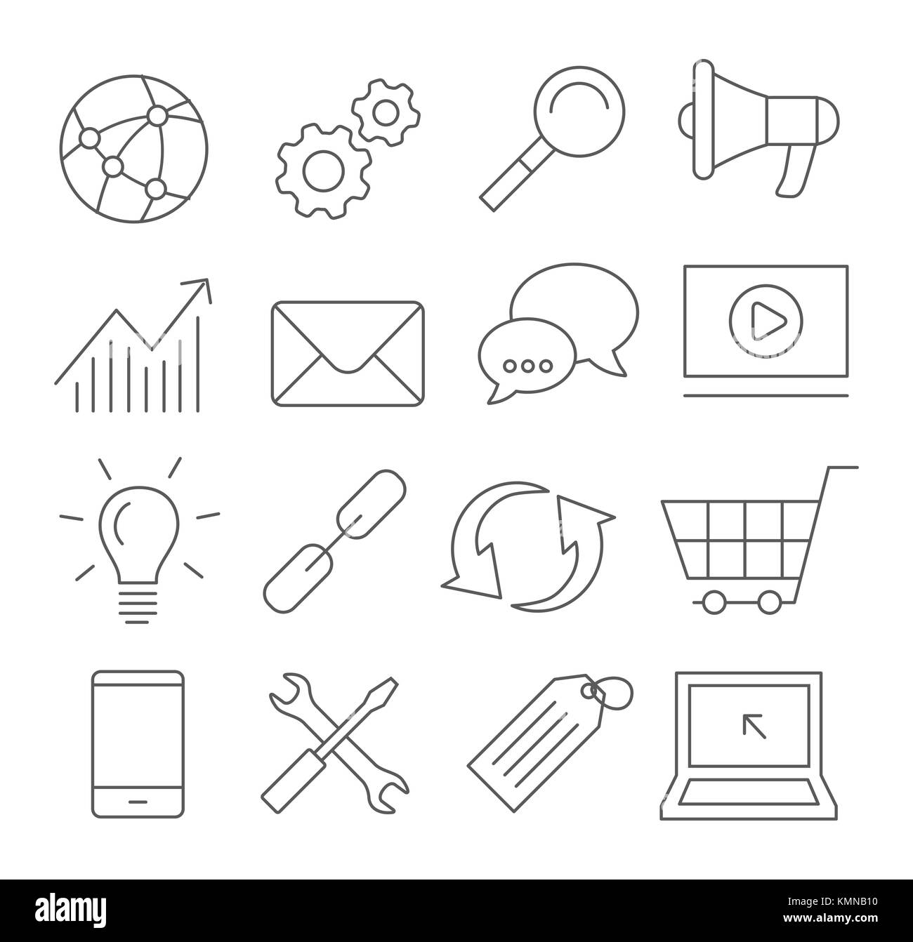 Web content line icons Cut Out Stock Images & Pictures - Alamy