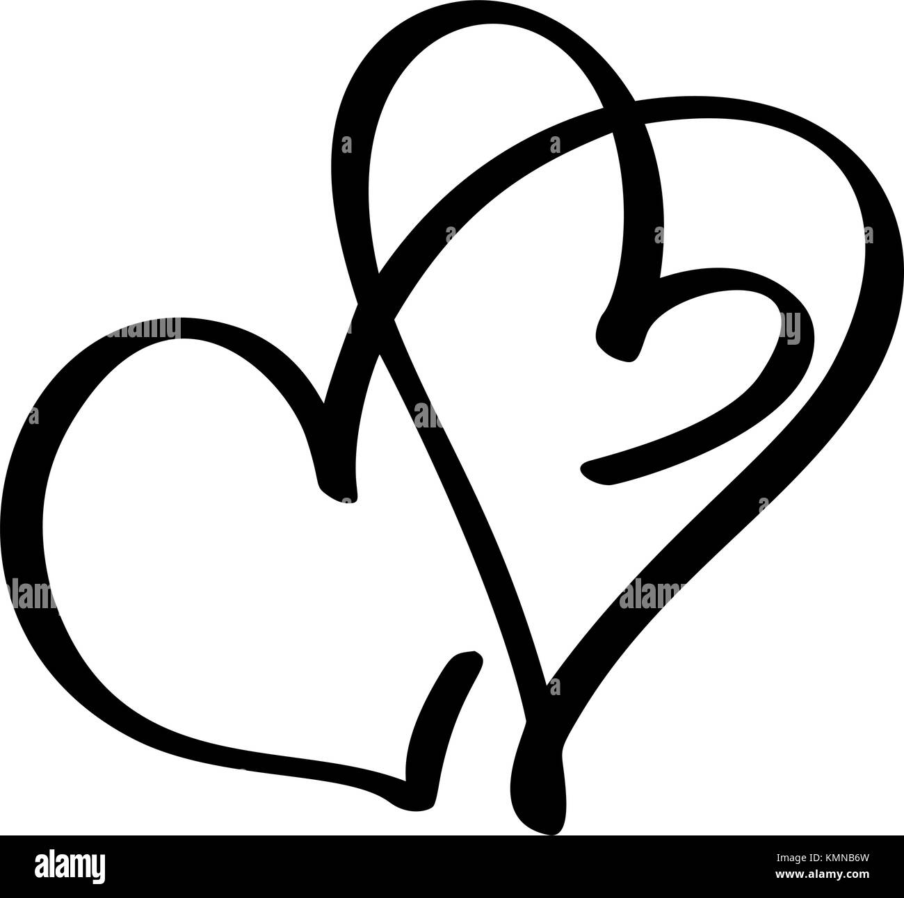 Two lovers heart. Handmade vector calligraphy. Decor for greeting card ...