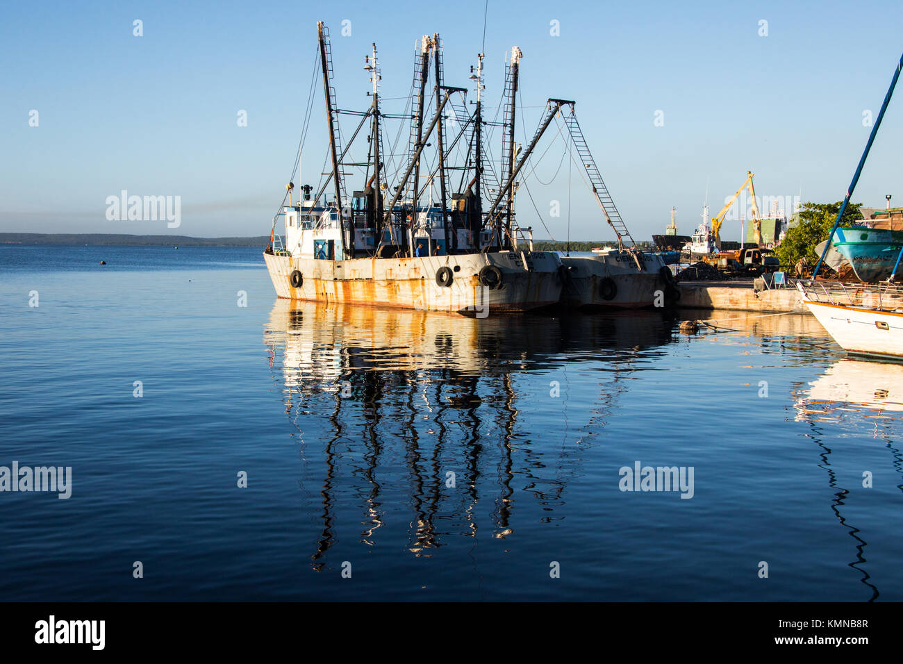 Fishing boats in Cienfuegos, Cuba Stock Photo - Alamy