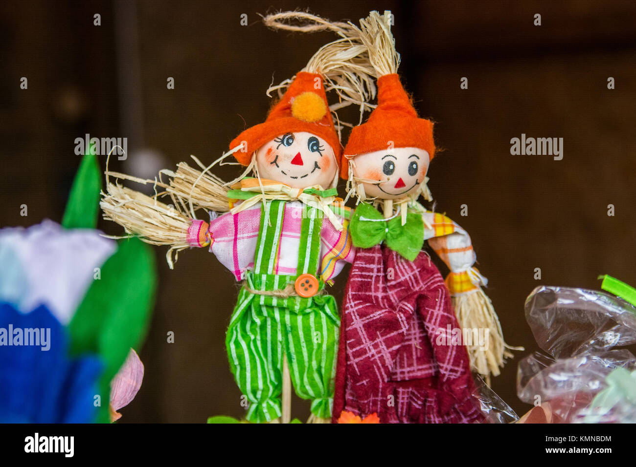 Two decorative straw stuffeds, russian folk toys Stock Photo - Alamy