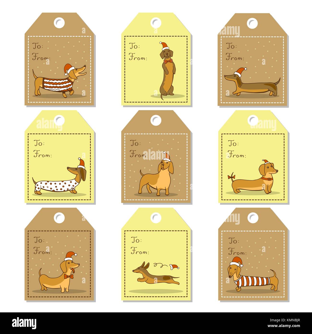 Christmas labels with dogs Stock Vector Image & Art - Alamy