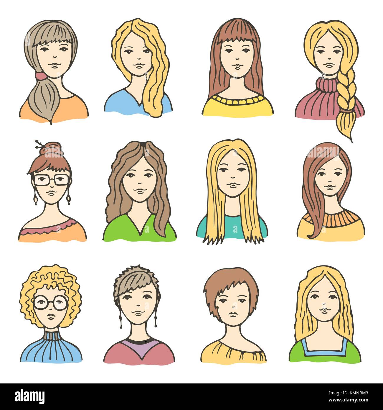 Vector set of different colored female icons Stock Vector Image & Art ...
