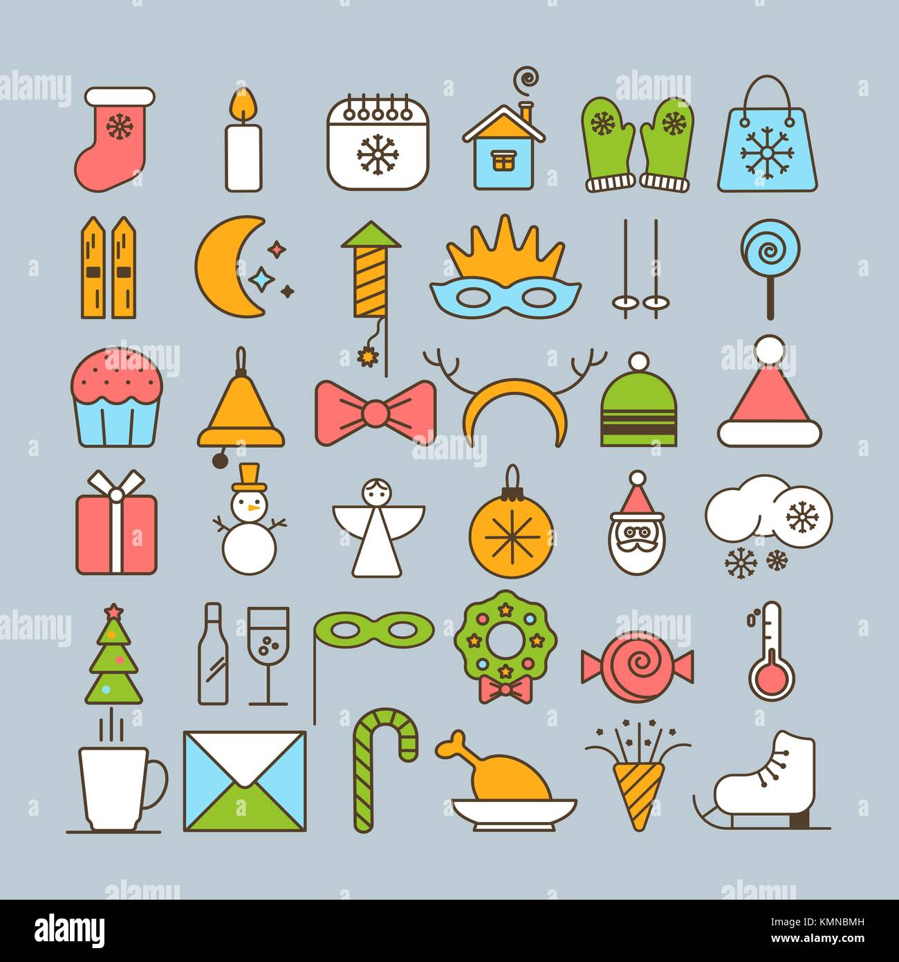 big set of christmas icons. Vector illustration Stock Vector Image ...