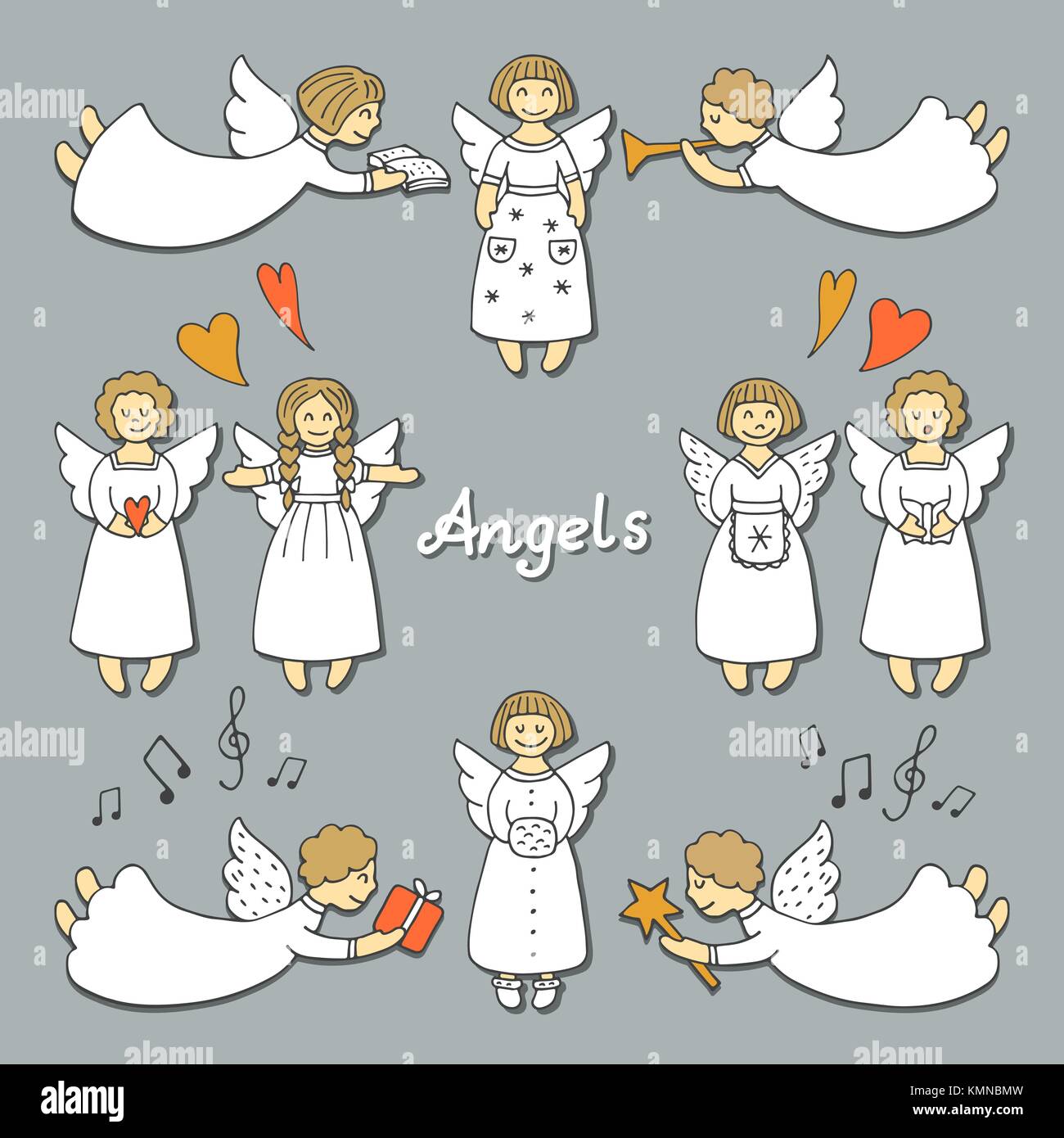 vector set with christmas angels Stock Vector Image & Art - Alamy