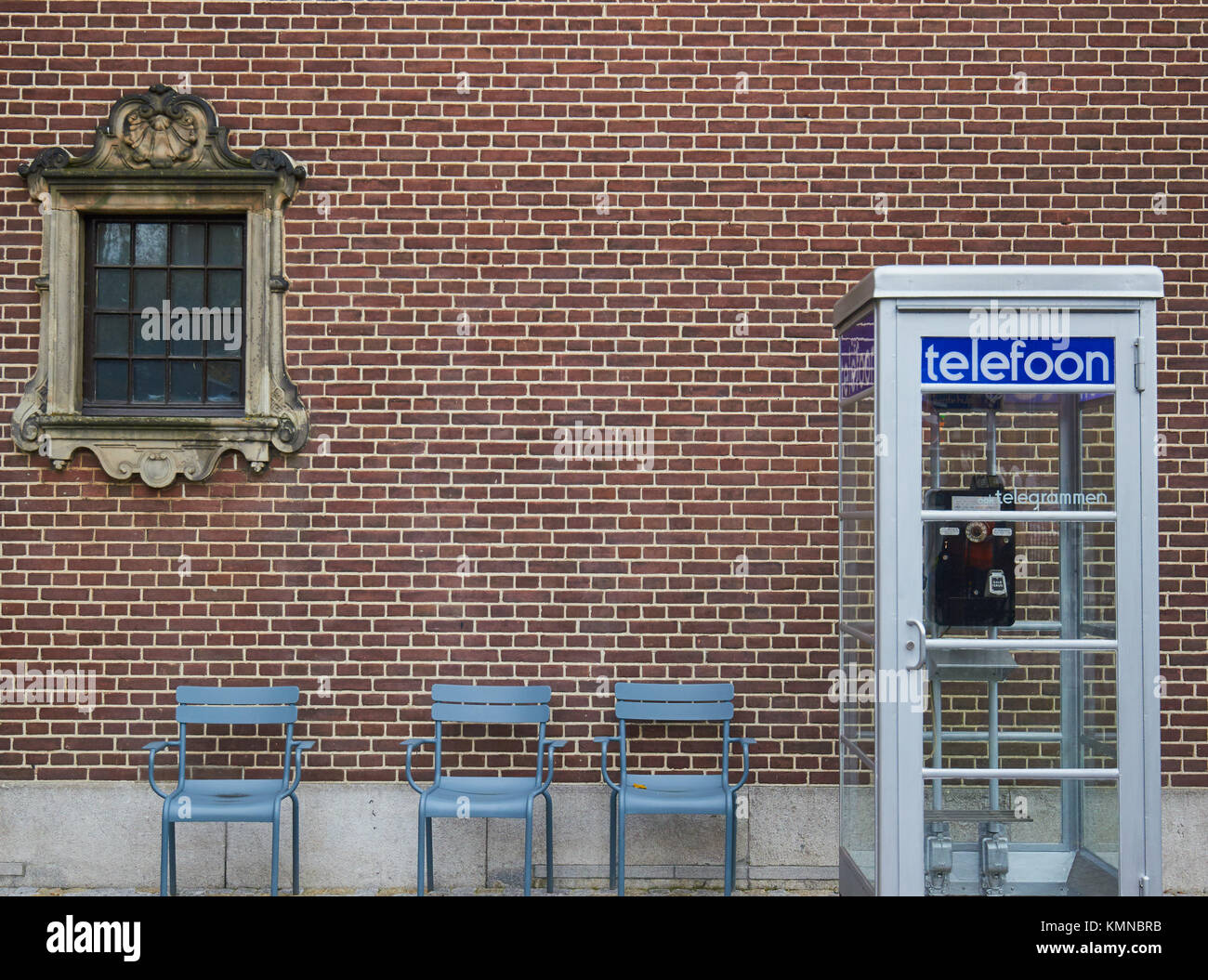 An original Dutch telephone box in the Rijksmuseum Gardens, Museumplein ...