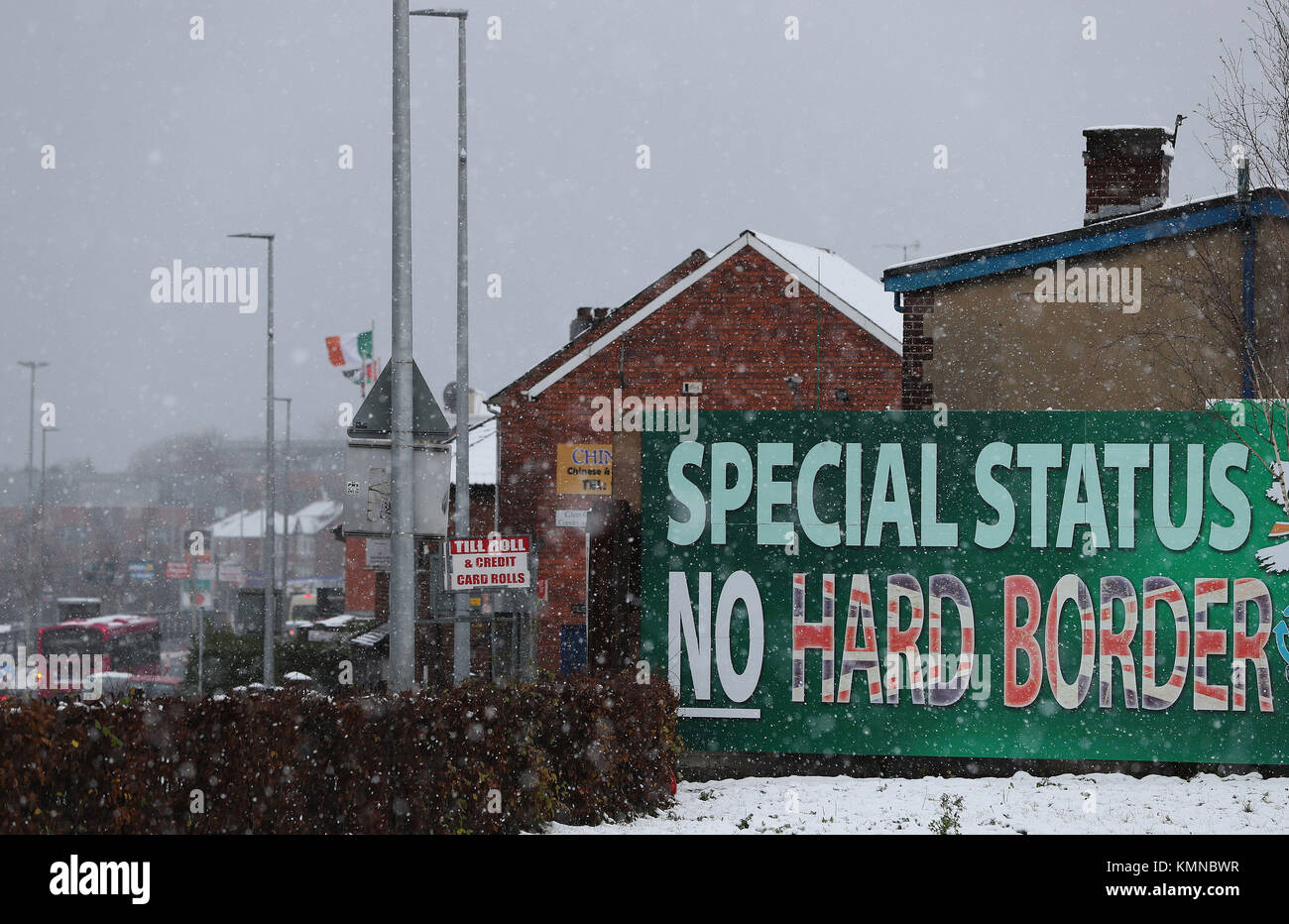 A Sinn Fein billboard calling for 'No Hard Border' on display in ...