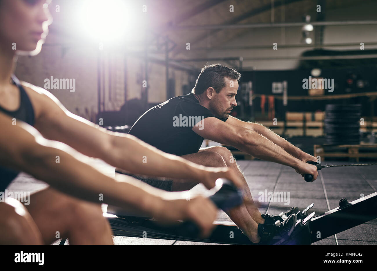Woman working hard in gym hi-res stock photography and images - Alamy