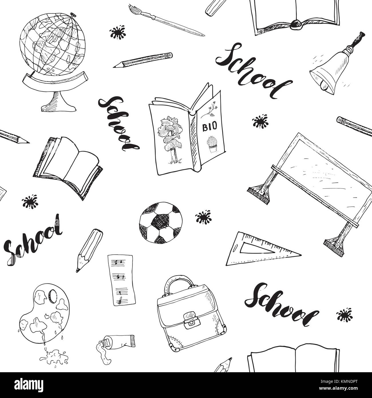 Hand draw classroom supplies doodles hi-res stock photography and ...