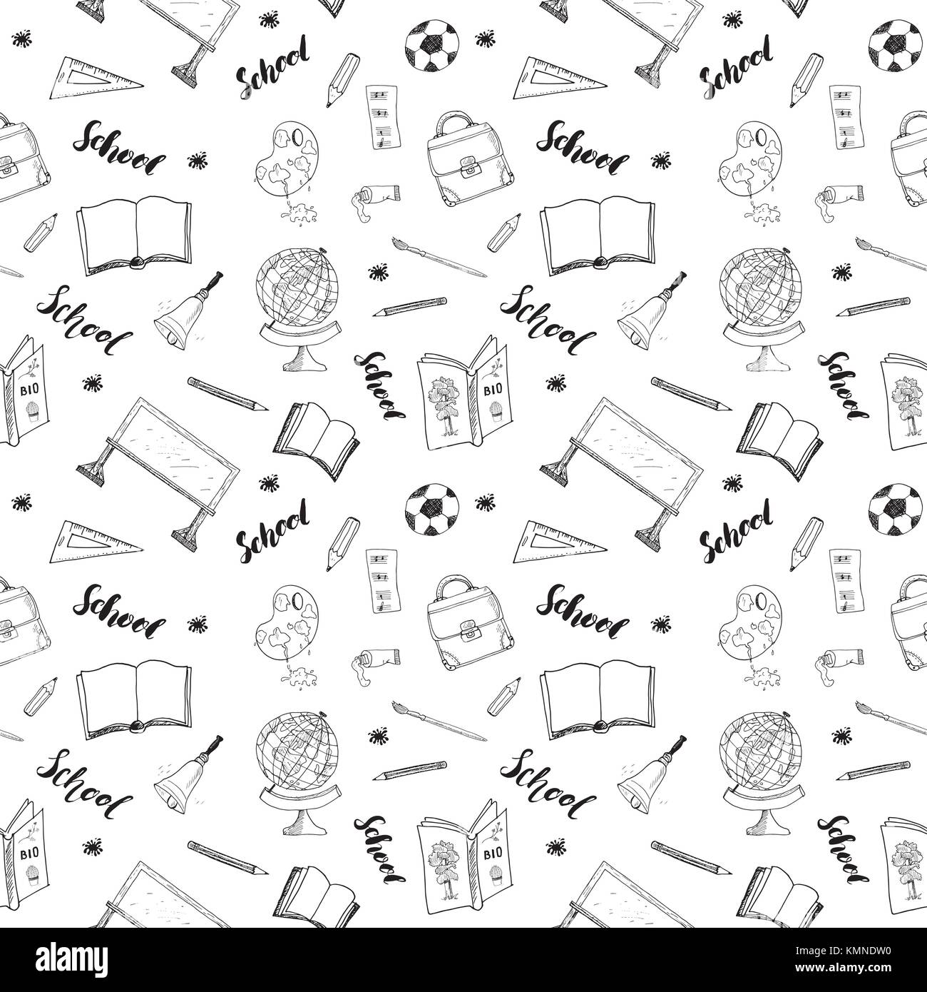 Back school doodles vector art Black and White Stock Photos & Images ...