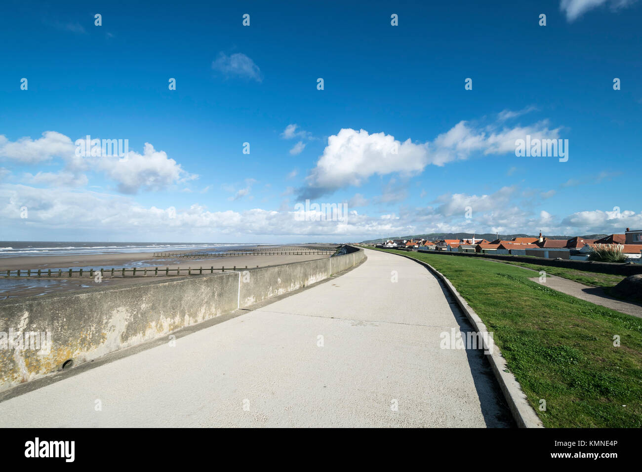 Splash Point beach at East of Rhyl on the North Wales coast looking ...