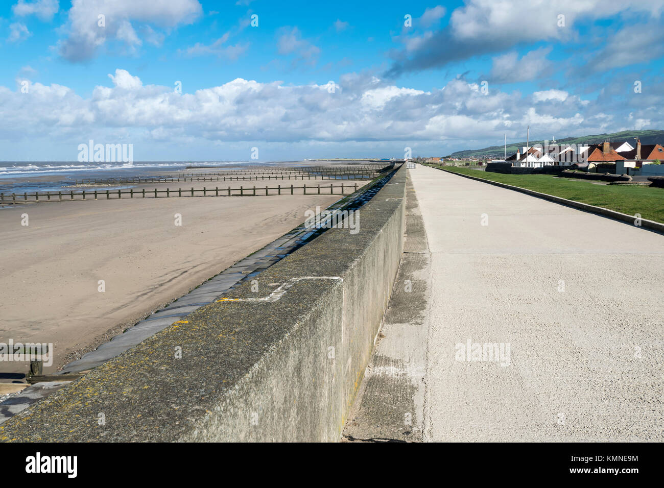 Splash Point beach at East of Rhyl on the North Wales coast looking ...