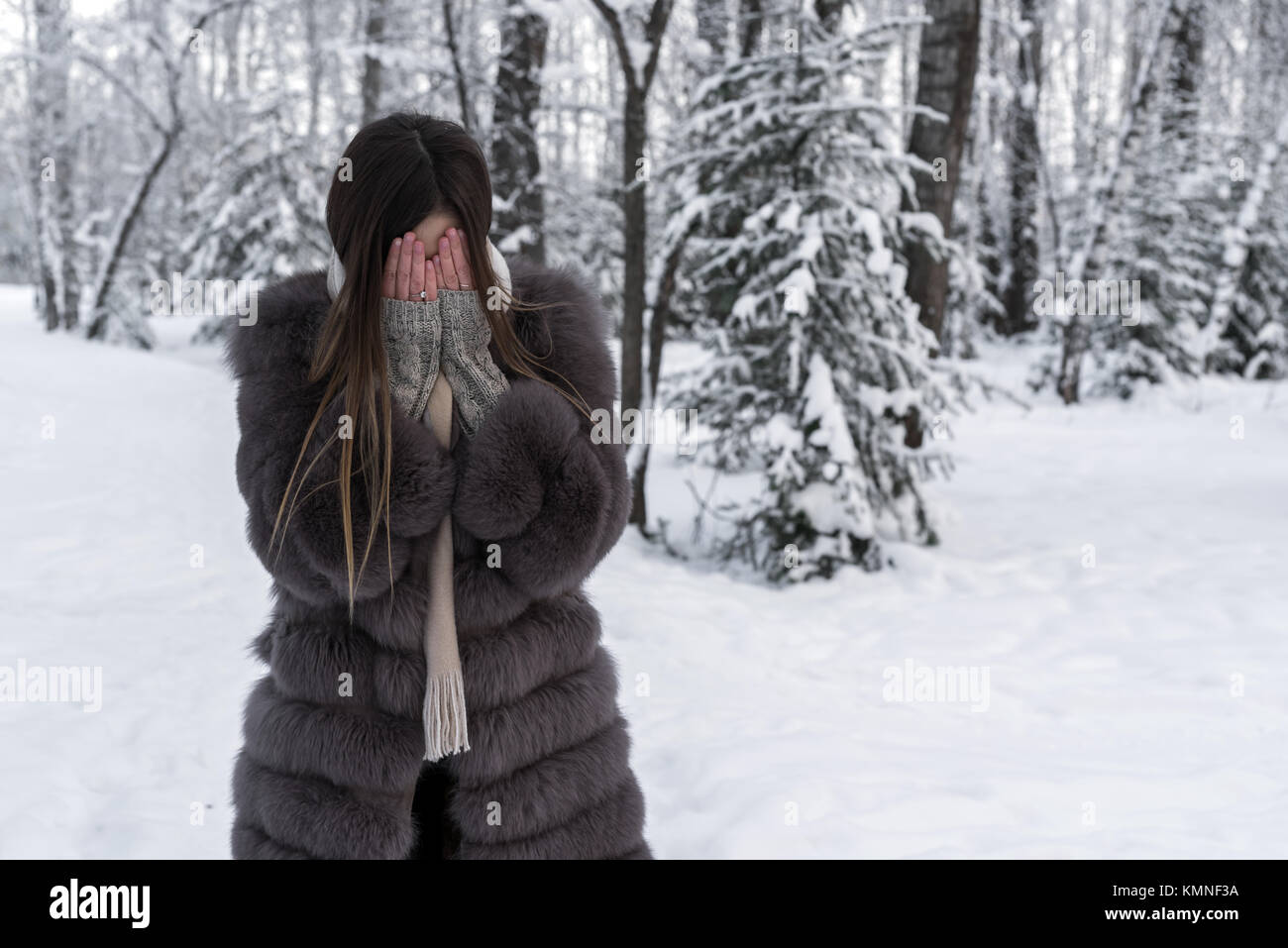 Woman covered in snow sad hi-res stock photography and images - Alamy