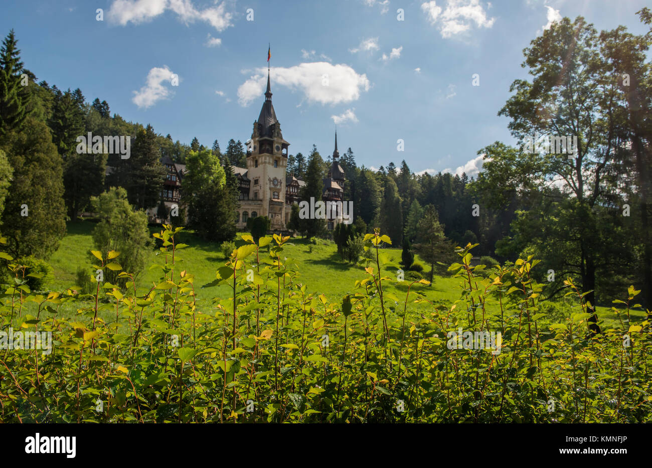 pelesh castle exterior in sunny day, early morgning Stock Photo - Alamy