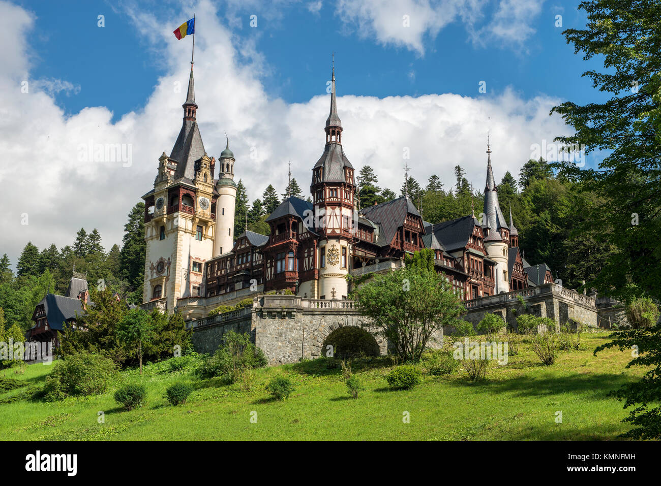 pelesh castle, side view day taime Stock Photo - Alamy