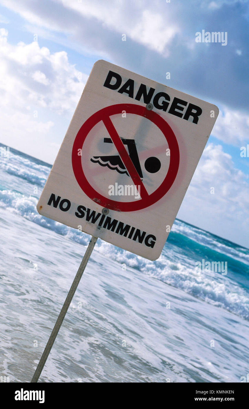 Danger sign beach hi-res stock photography and images - Alamy
