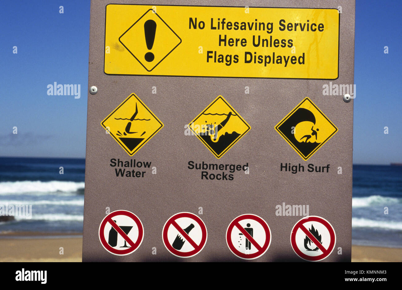 Beach warning sign Stock Photo - Alamy