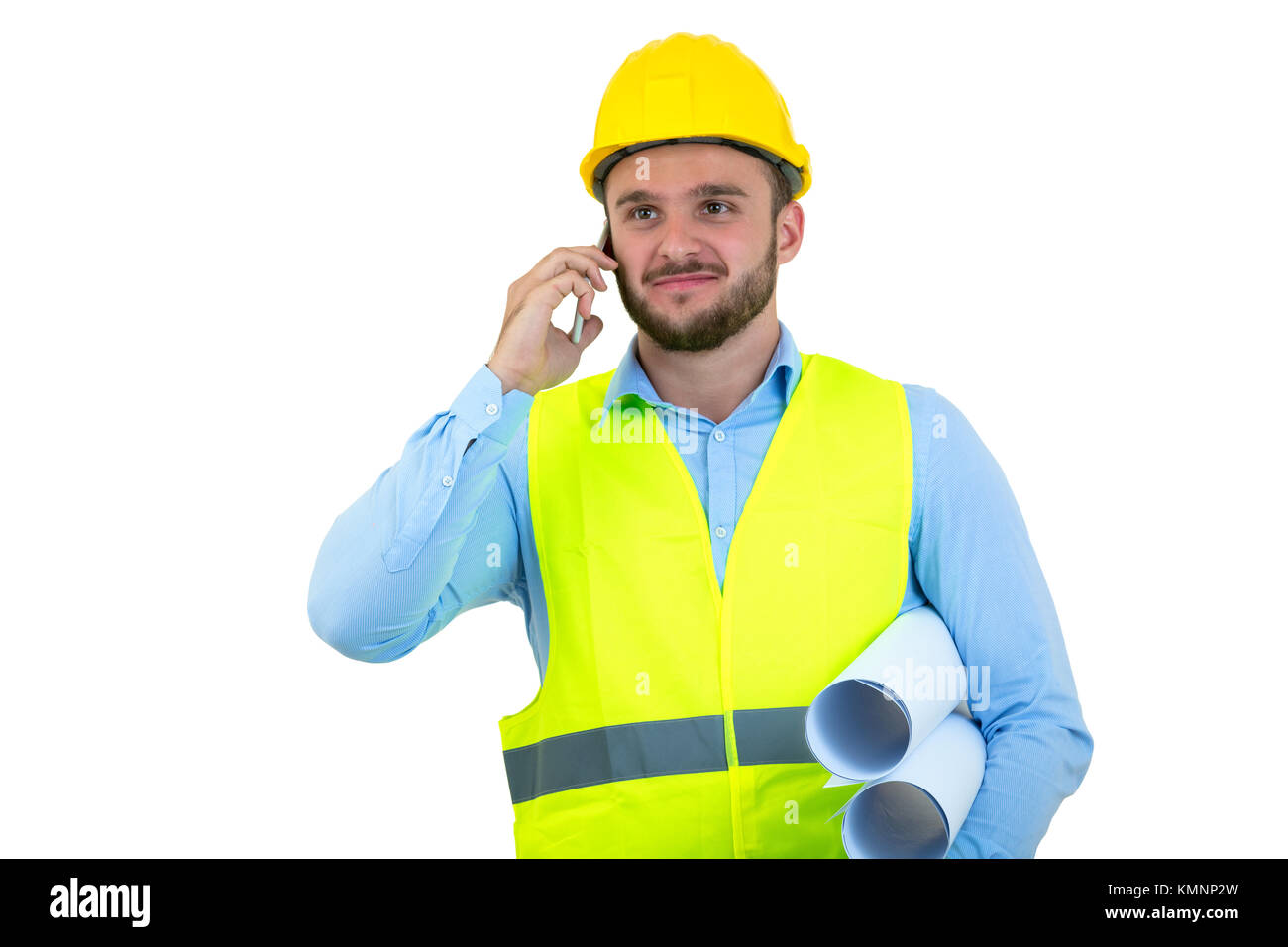 Angry upset young construction engineer yeling at the phone Stock Photo ...