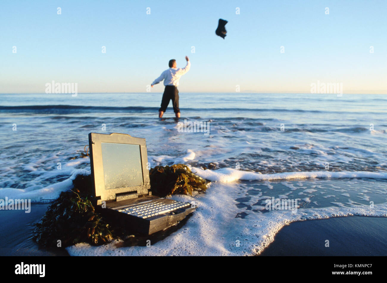 Man throwing laptop outdoors hi-res stock photography and images - Alamy