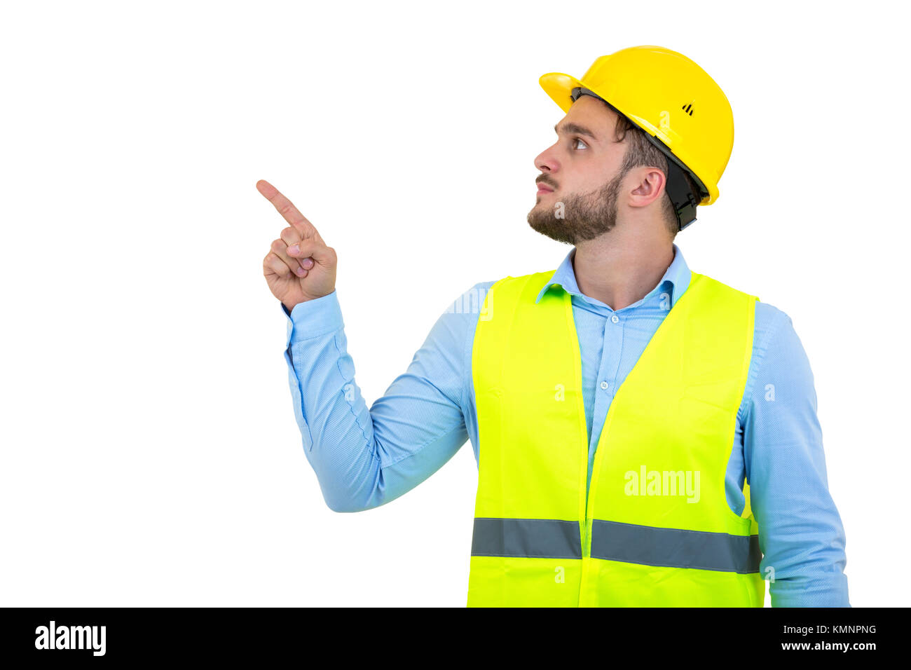 Angry builder or constructor yelling at somebody as fury concept ...