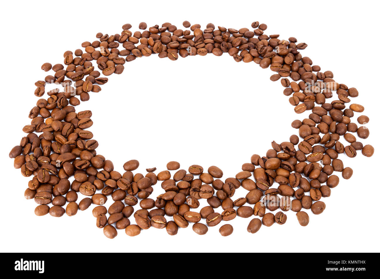 Circle of roasted coffee beans isolated in white background Stock Photo ...
