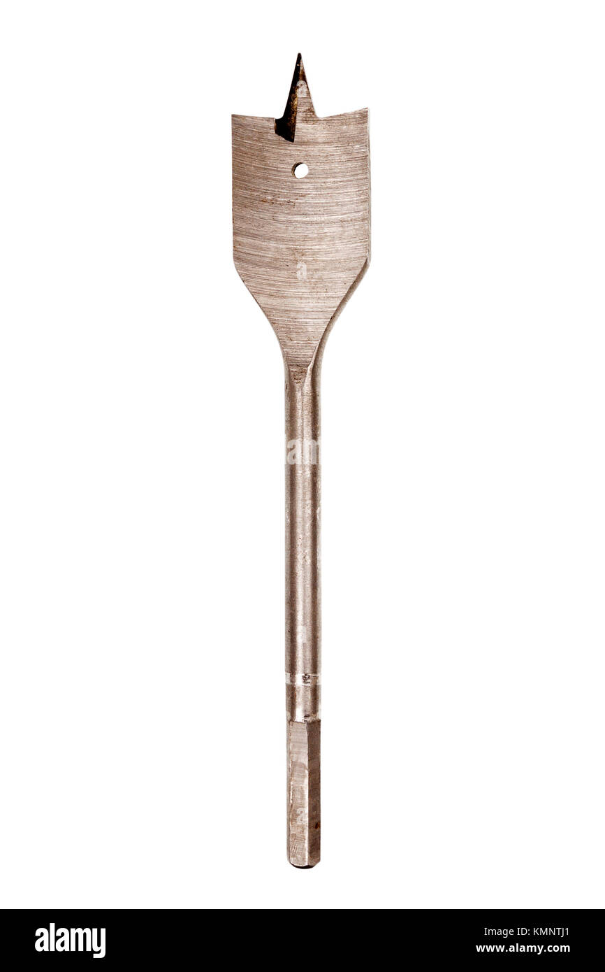 Old spade drill bit isolated on white background Stock Photo - Alamy