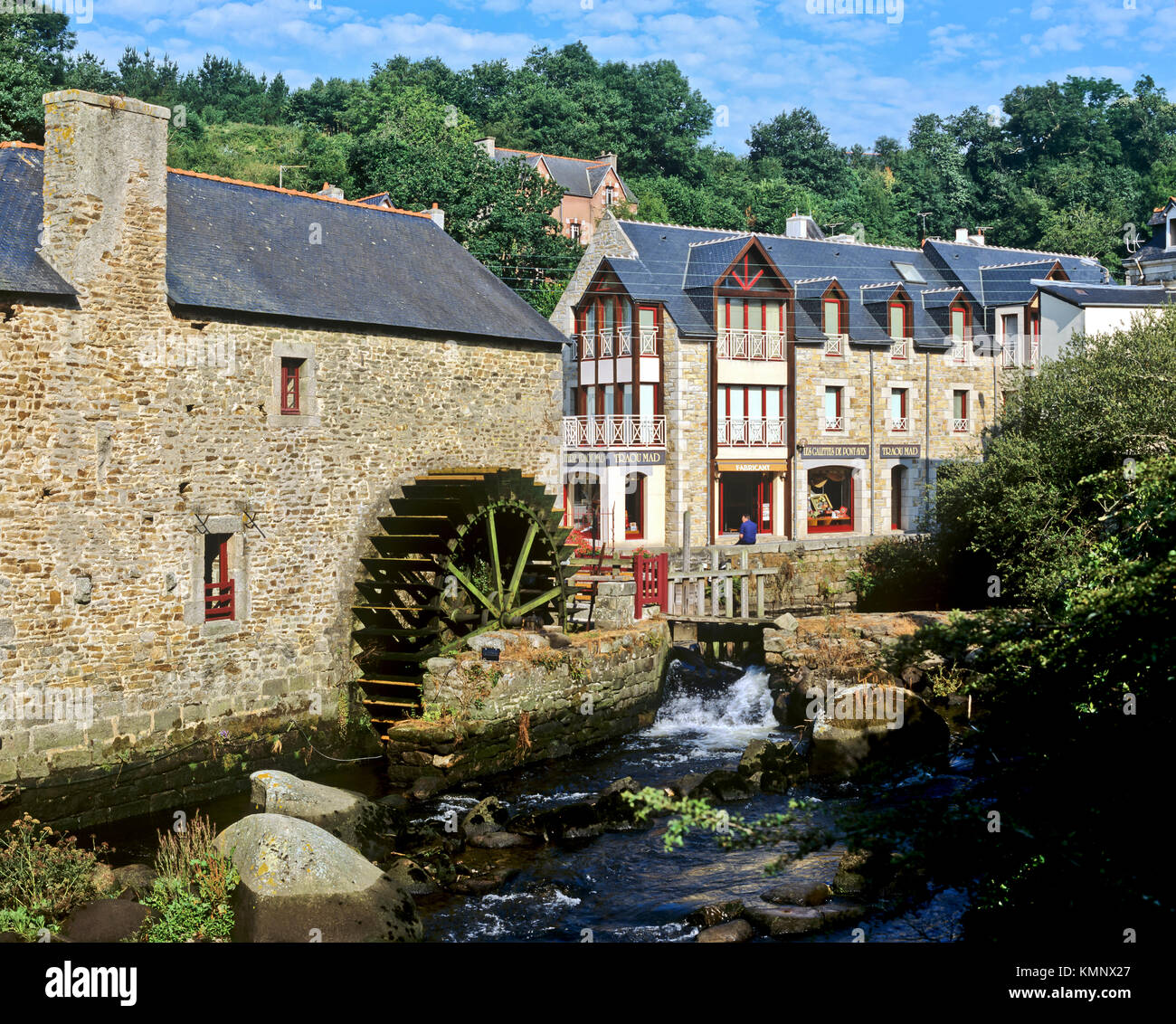 9775. Finistere, Pont Aven & watermill on R Aven, Brittany, Franc Stock ...