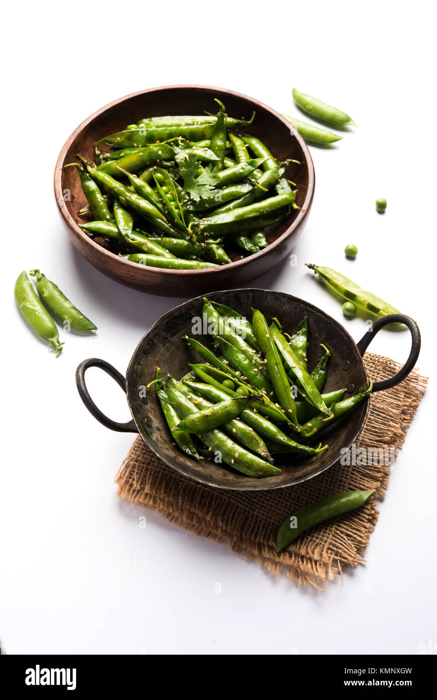 Spicy fried Green Peas pod or chatpata matar falli Stock Photo - Alamy