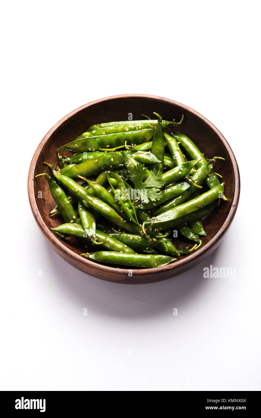 Spicy fried Green Peas pod or chatpata matar falli Stock Photo - Alamy