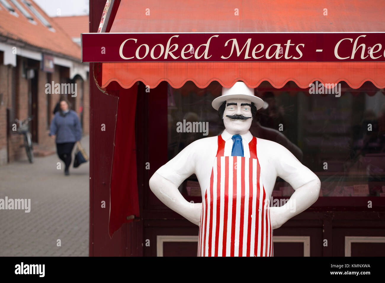 Life Size Butcher model outside a traditional butchers in the market ...
