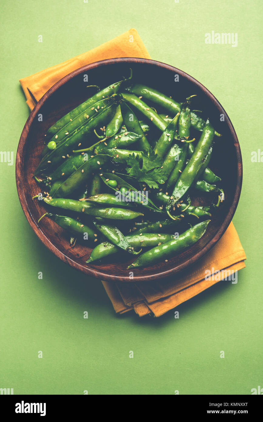 Spicy fried Green Peas pod or chatpata matar falli Stock Photo - Alamy