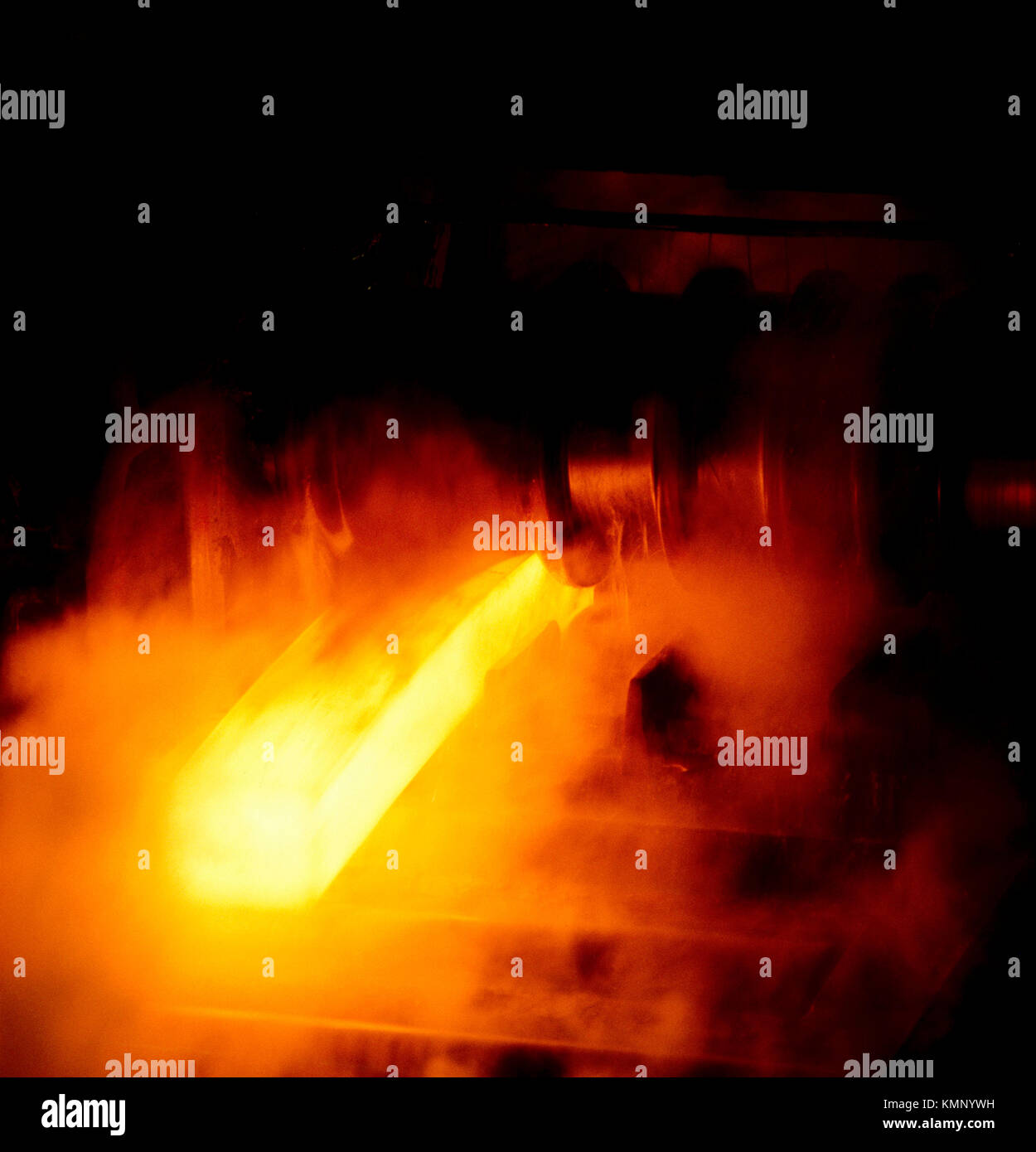 Steel industry, steel bar lamination, blooming train Stock Photo - Alamy