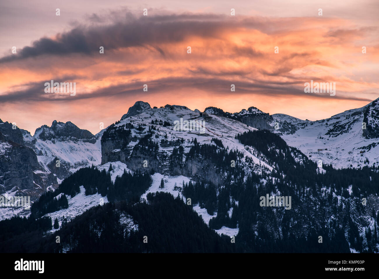 breathtaking sunset in the Alps of appenzell switzerland Stock Photo ...