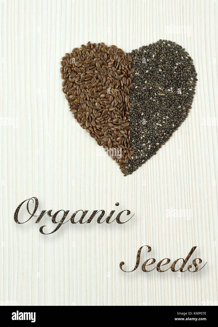 chia, flax seeds in shape of heart, organic food Stock Photo - Alamy