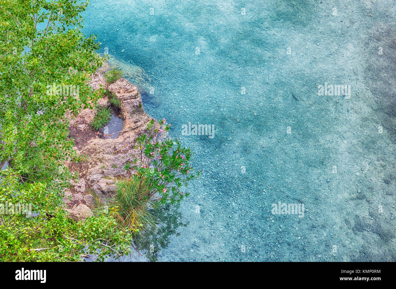 Colorful and intense scene. View from above of Mijares river, in the ...