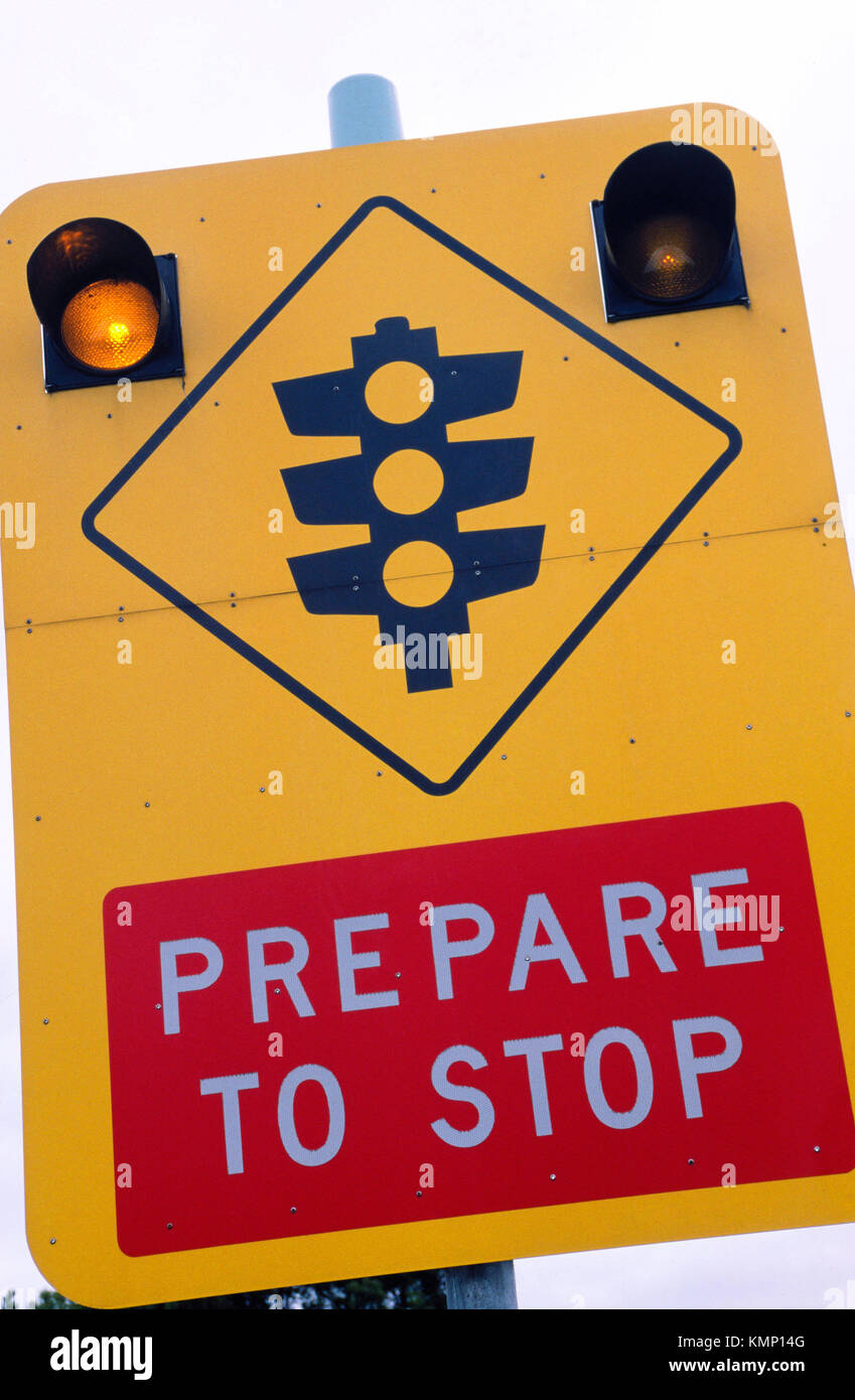 Prepare to stop sign Stock Photo - Alamy
