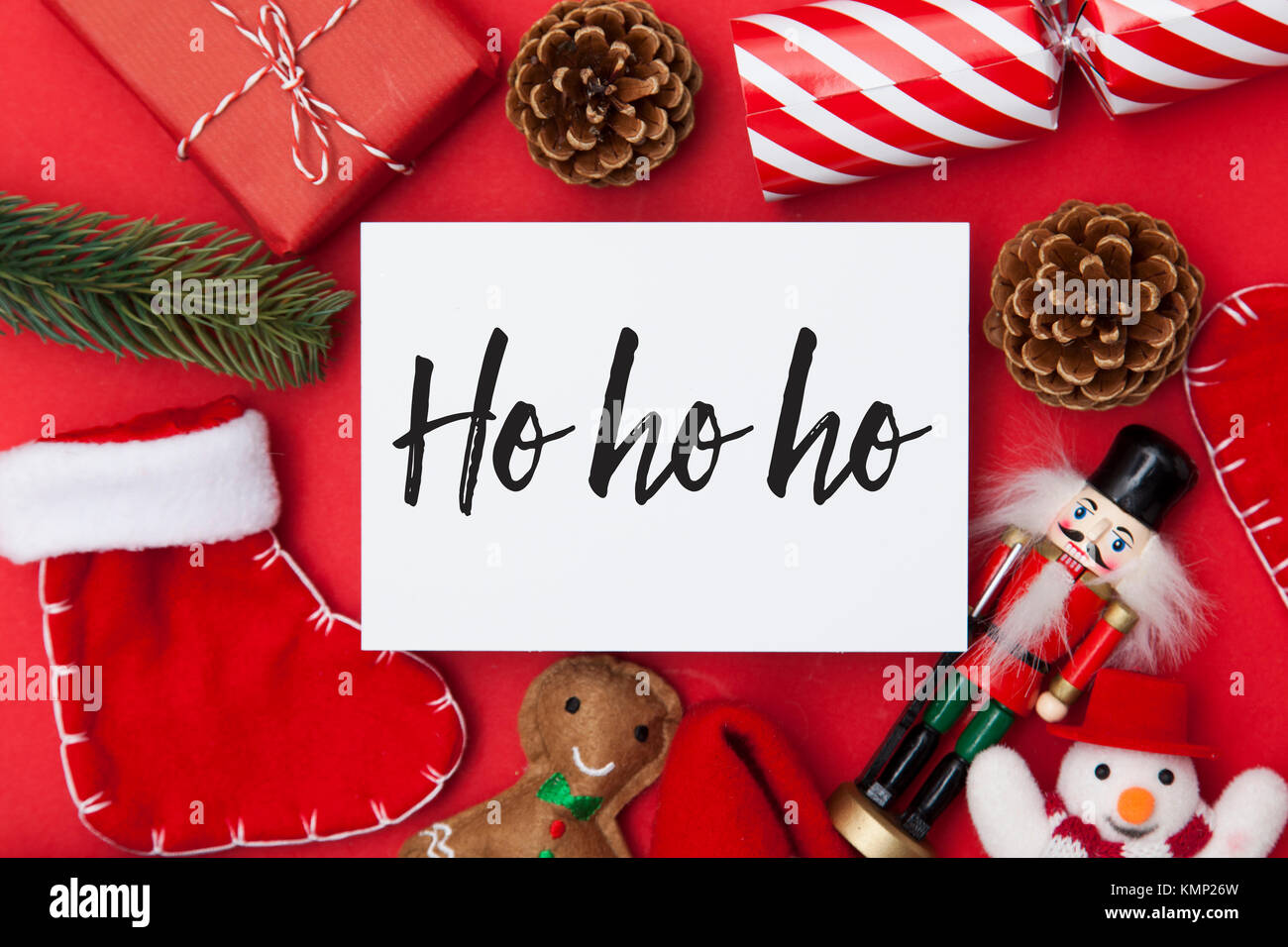 Festive message on white paper with a collection of Christmas ...