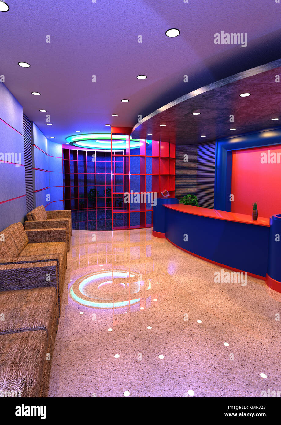 3D rendering of a hotel reception interior Stock Photo - Alamy