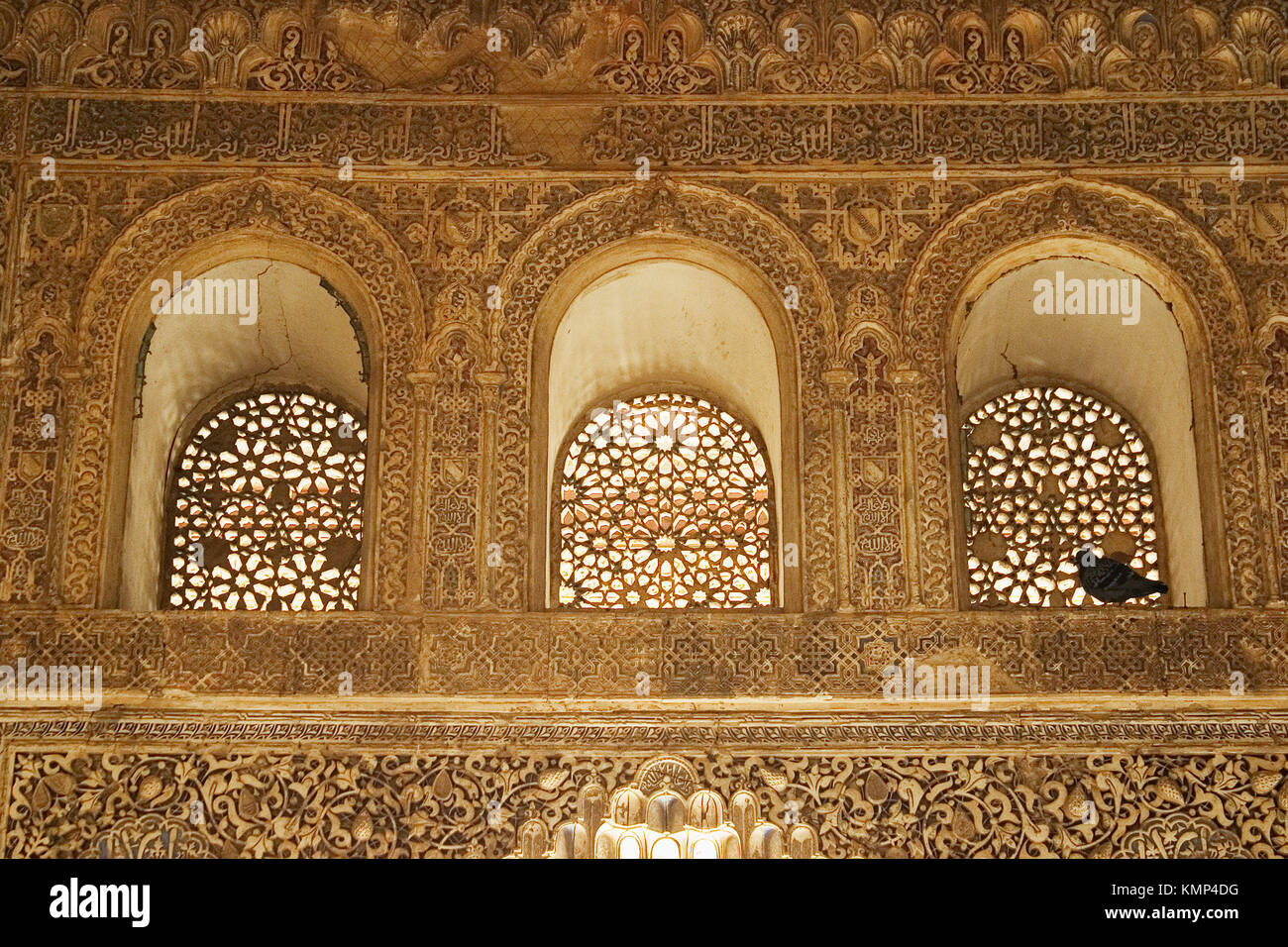 Ornate window and walls, Alhambra. Granada. Andalusia, Spain Stock ...