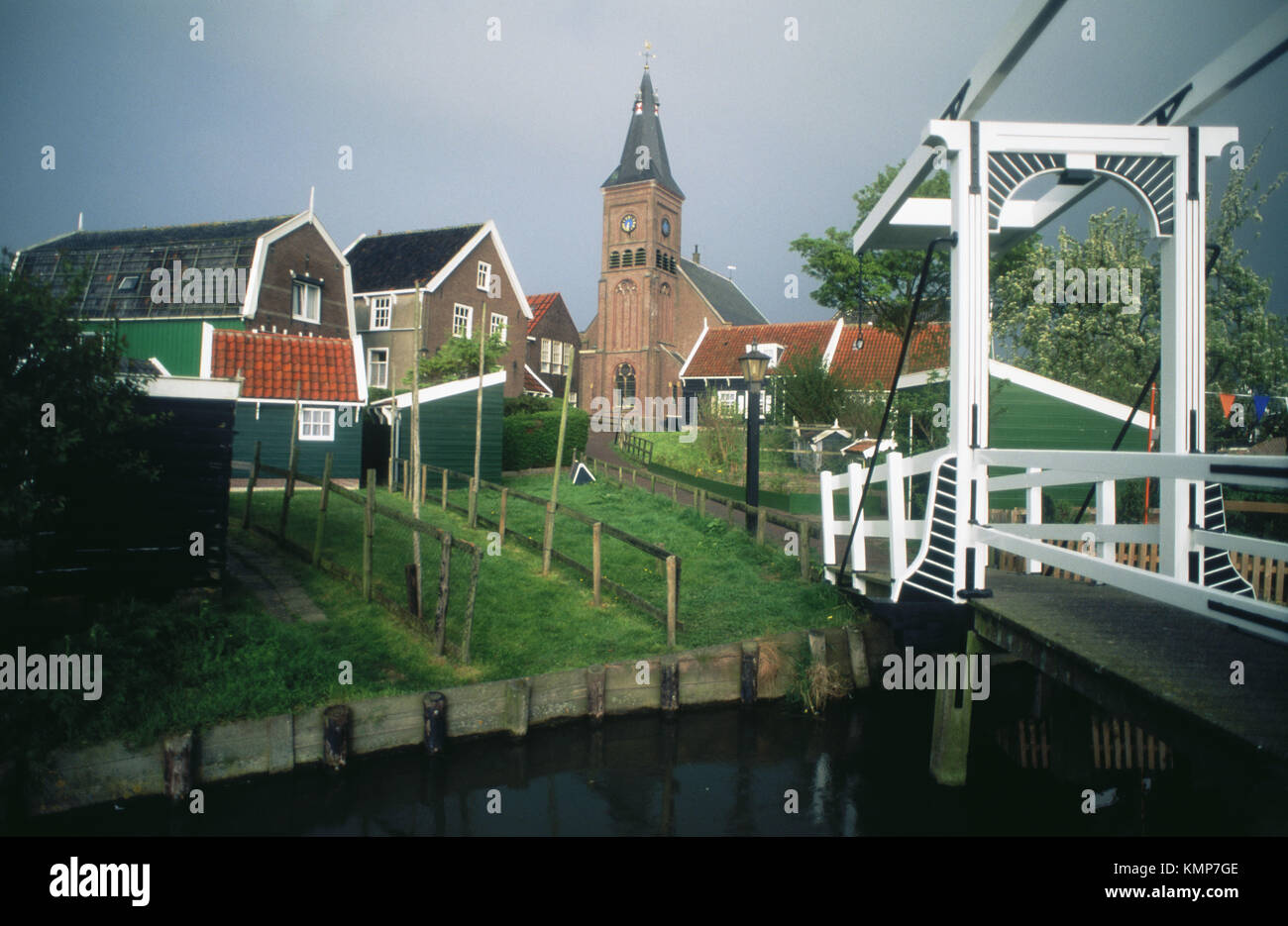 Marken island harbour moving bridge, IJsselmeer. The Netherlands Stock ...